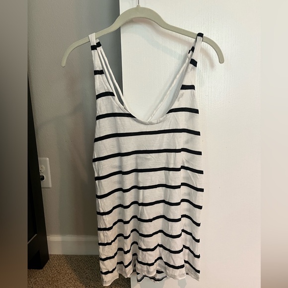 Chaser | Tops | Chaser Black White Stripe Double Strap Tank | Poshmark